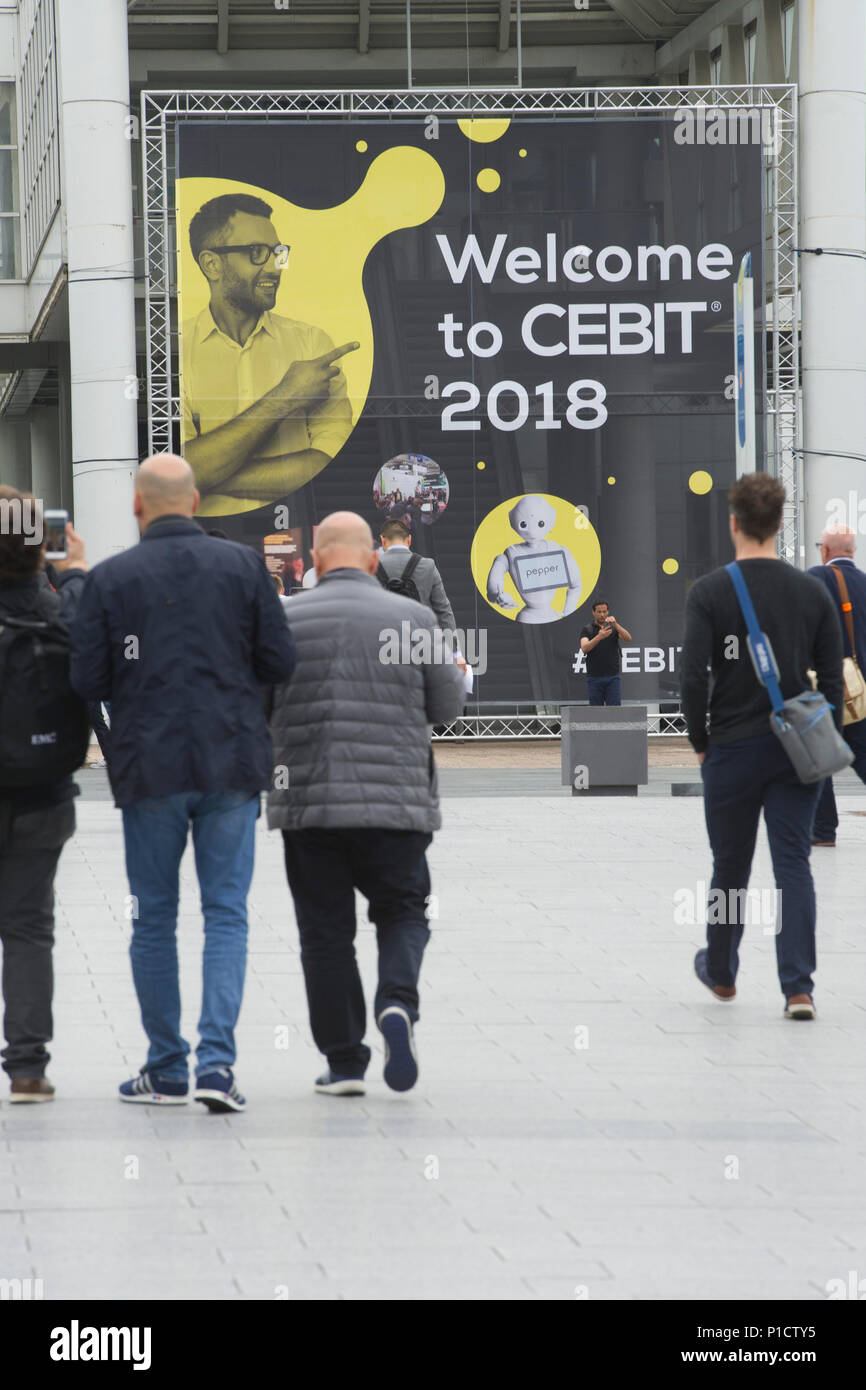Visitors on the way to the fair, entrance, poster, general, feature ...