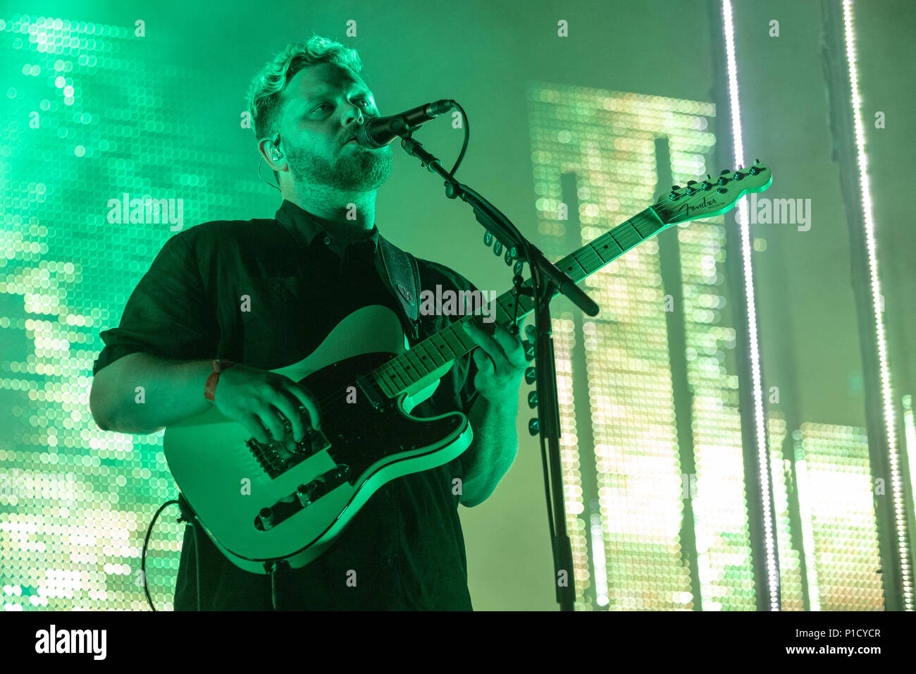 Manchester, Tennessee, USA. 10th June, 2018. JOE NEWMAN of Alt-J during ...