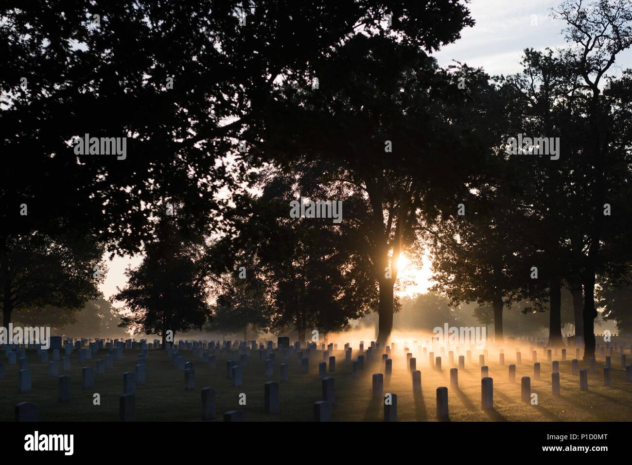 The low rising sun coupled with the fall colors of the trees blanket ...