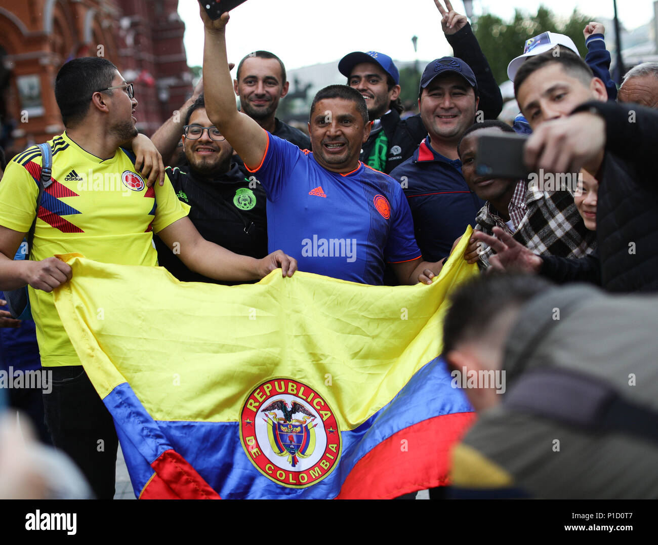 Columbian football fans near Red Square in Moscow, Russia, ahead of the ...