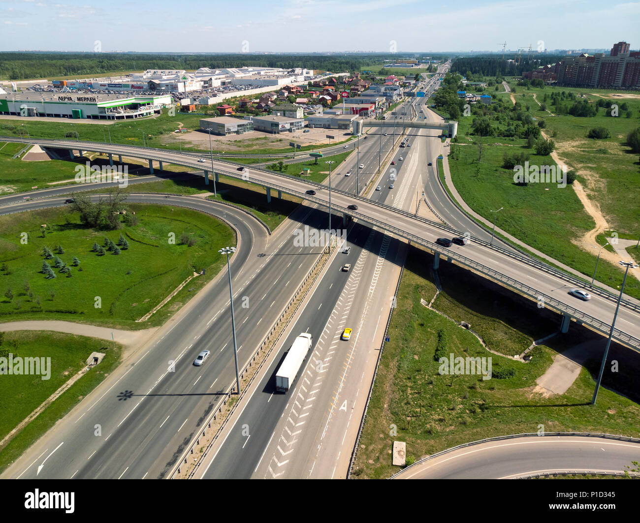 Moscow, Russia - May 27. 2018. Flight to Road junction on Leningrad ...