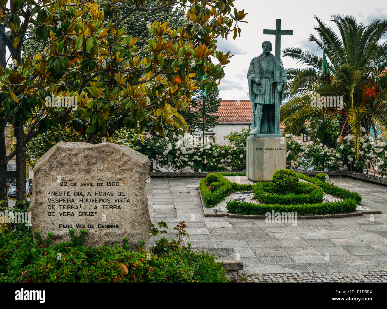 Statue of Pedro Alvares Cabral, navigator who discovered the land of ...