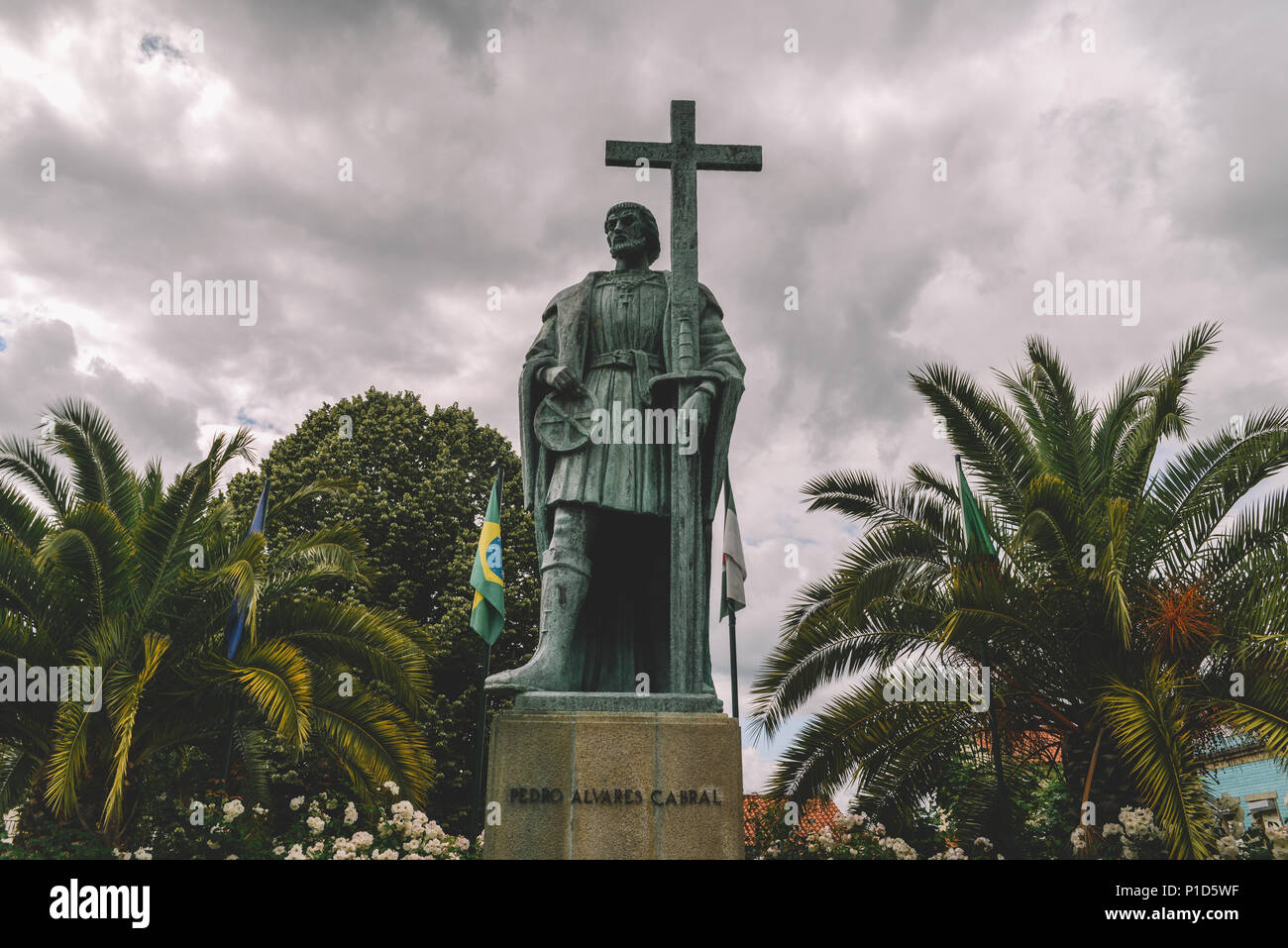 Statue of Pedro Alvares Cabral, navigator who discovered the land of ...