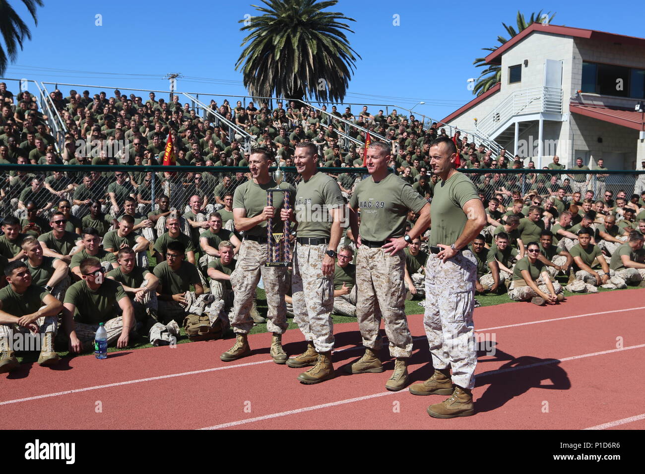 Col. Michael Borgschulte, left center, commanding officer of Marine ...