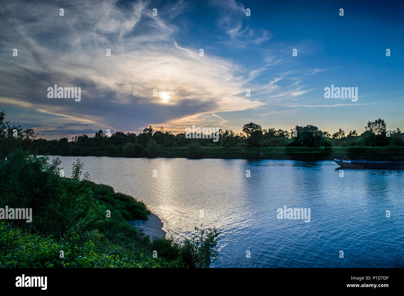 The largest river in Poland at sunset Stock Photo - Alamy