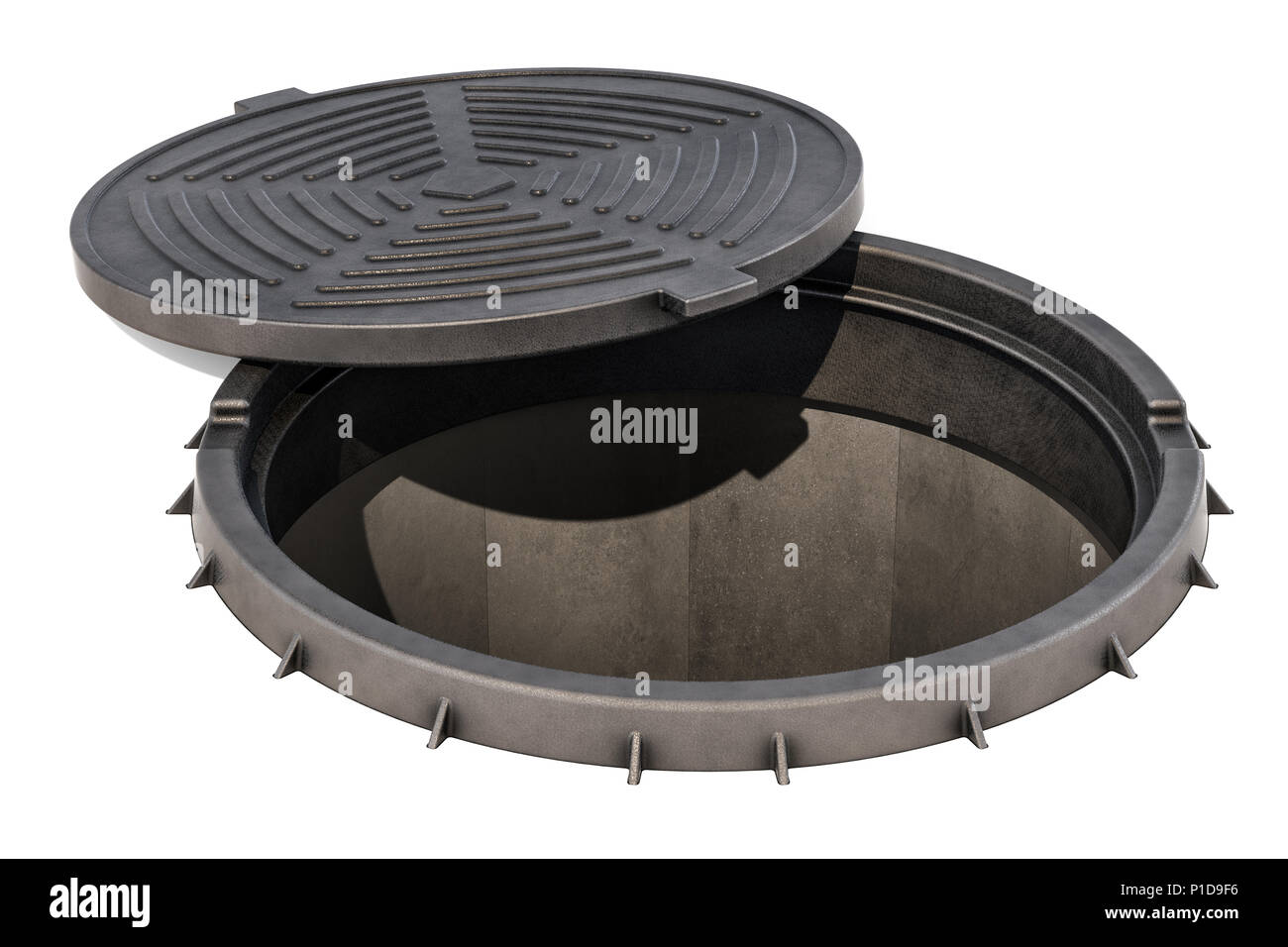 Opened Manhole, 3D rendering isolated on white background Stock Photo ...