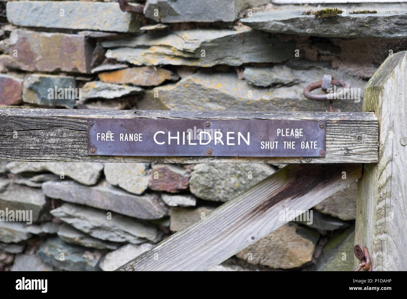 Free Range Children Sign Stock Photo - Alamy