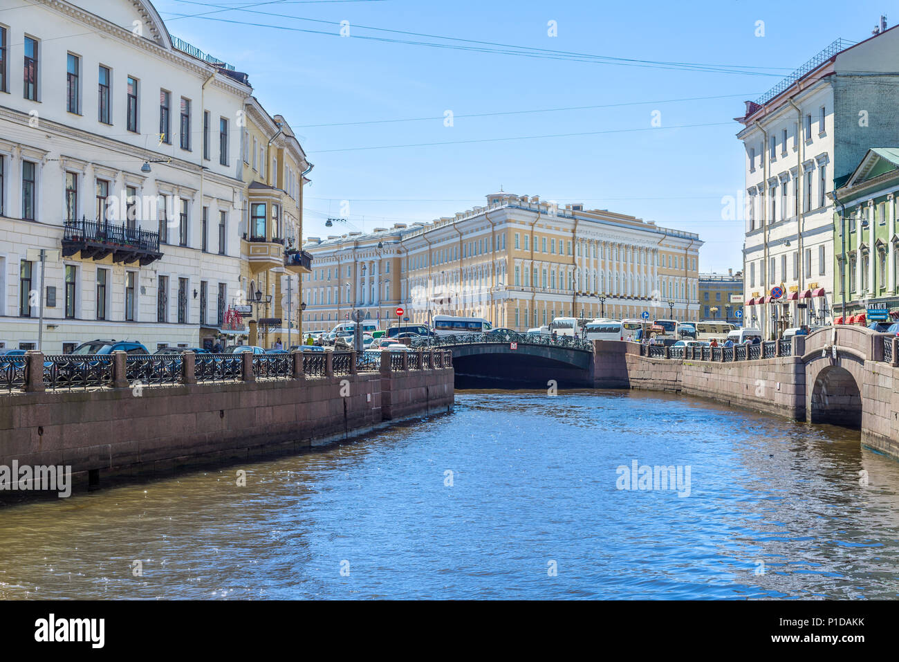 SAINT PETERSBURG, RUSSIA - 24 MAY, 2018: Beautiful building along the ...
