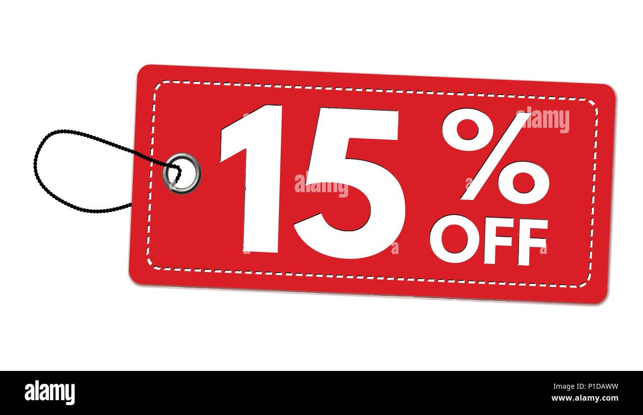 Special offer 15% off label or price tag on white background, vector ...