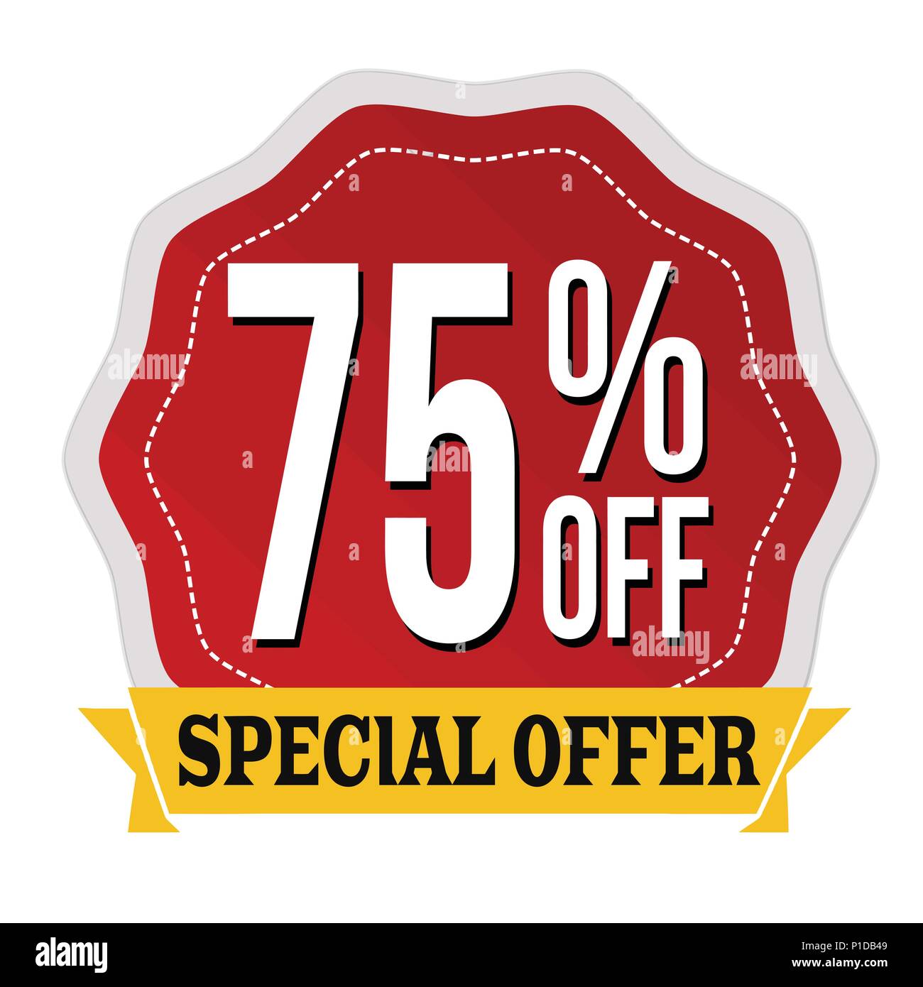 Special offer 75% off label or sticker on white background, vector ...