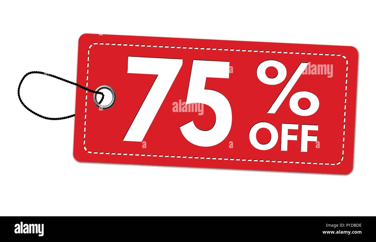 Special offer 75% off label or price tag on white background, vector ...