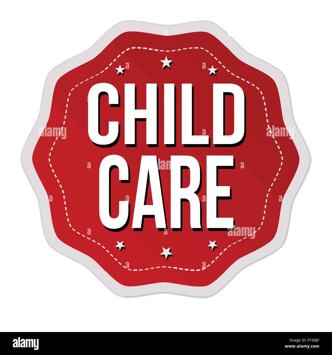 Child care label or sticker on white background, vector illustration ...