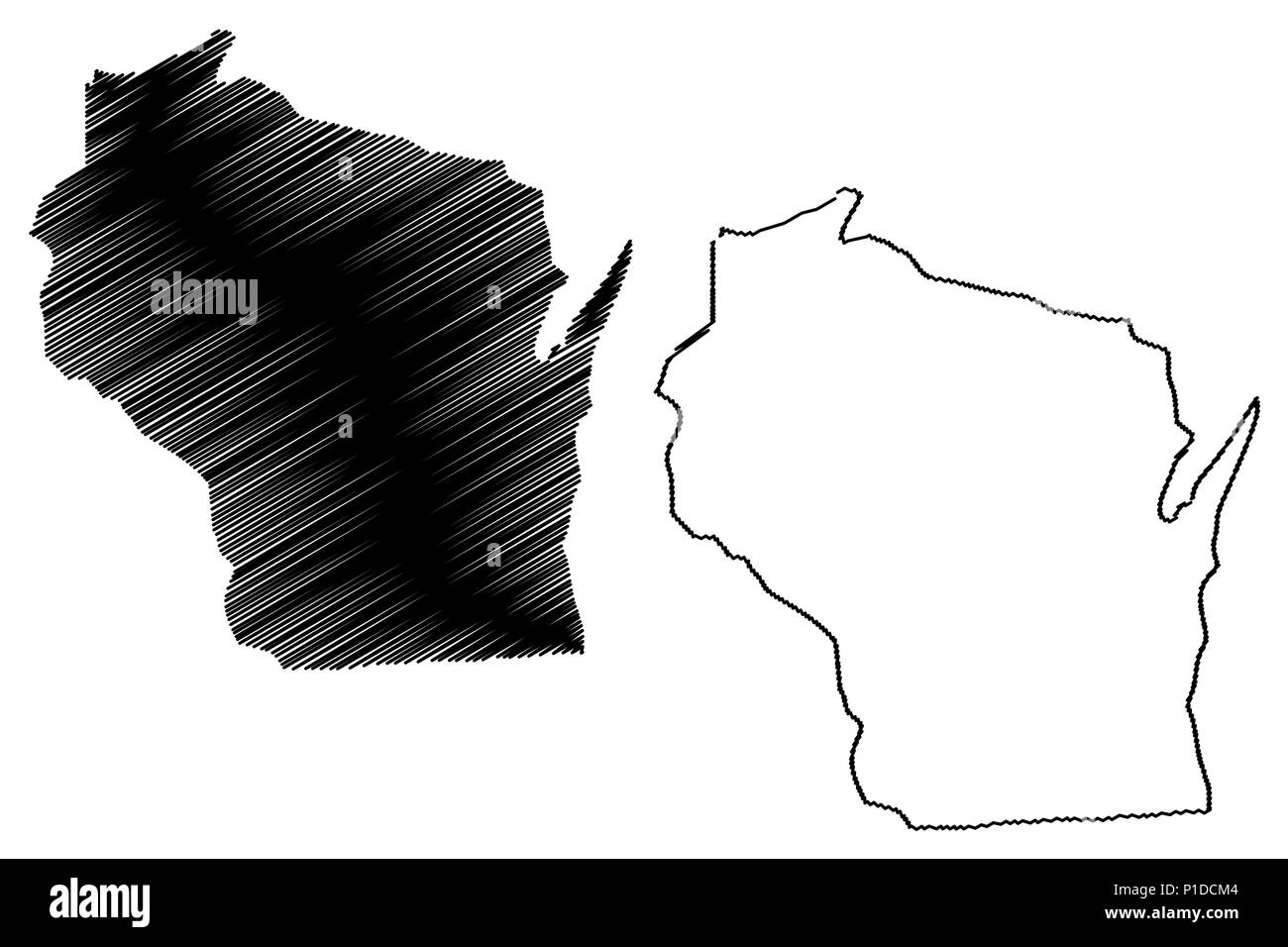 Wisconsin map vector illustration, scribble sketch Wisconsin map Stock Vector Image & Art - Alamy