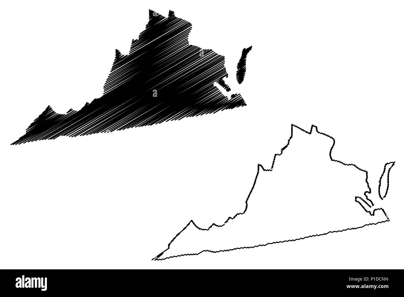 Virginia map vector illustration, scribble sketch Virginia map Stock Vector Image & Art - Alamy