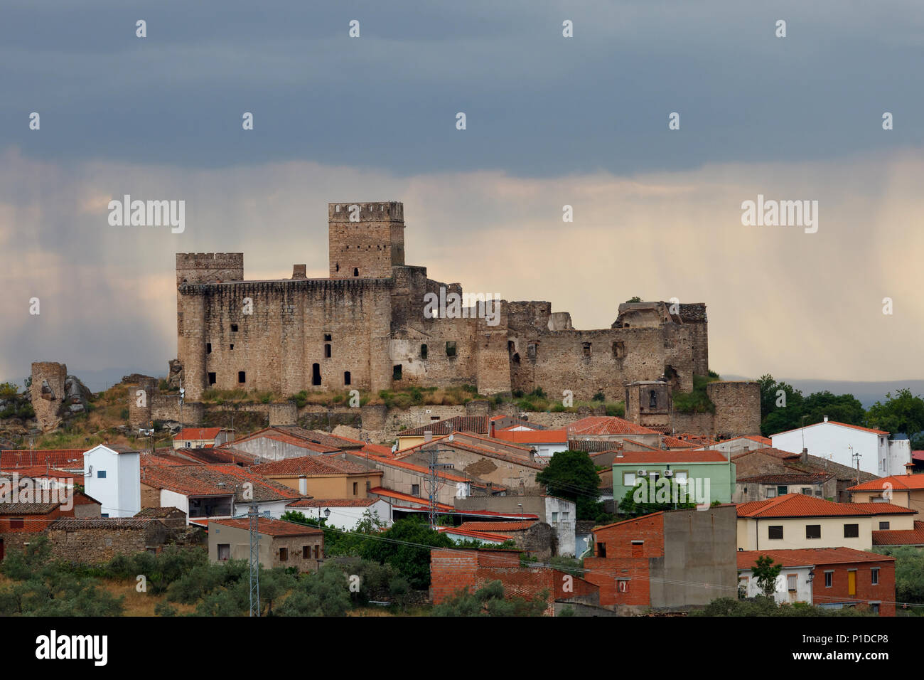 Amazing castle under a storm in the afternoon Stock Photo - Alamy