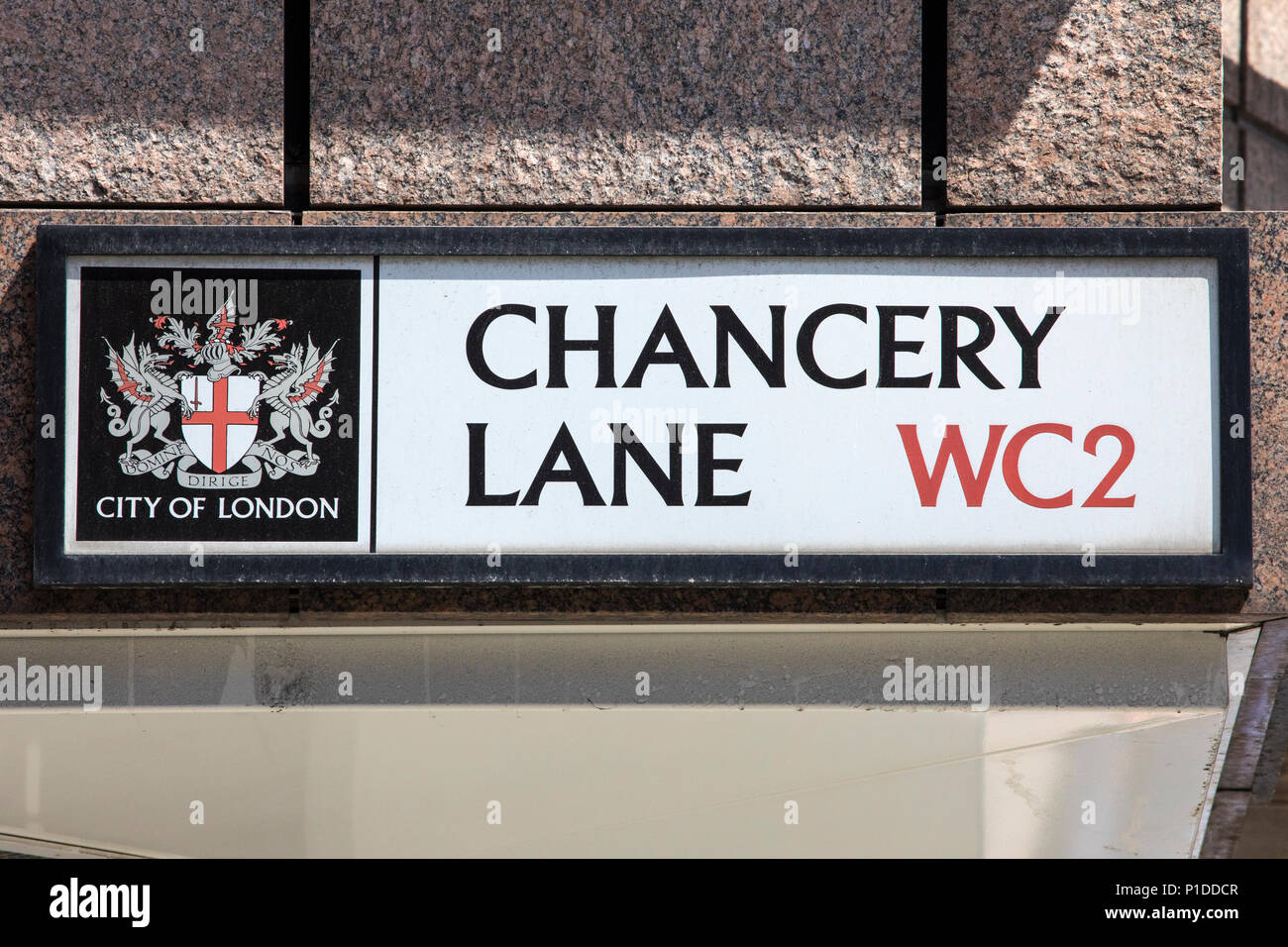 LONDON, UK - JUNE 6TH 2018: A street sign for Chancery Lane in central ...