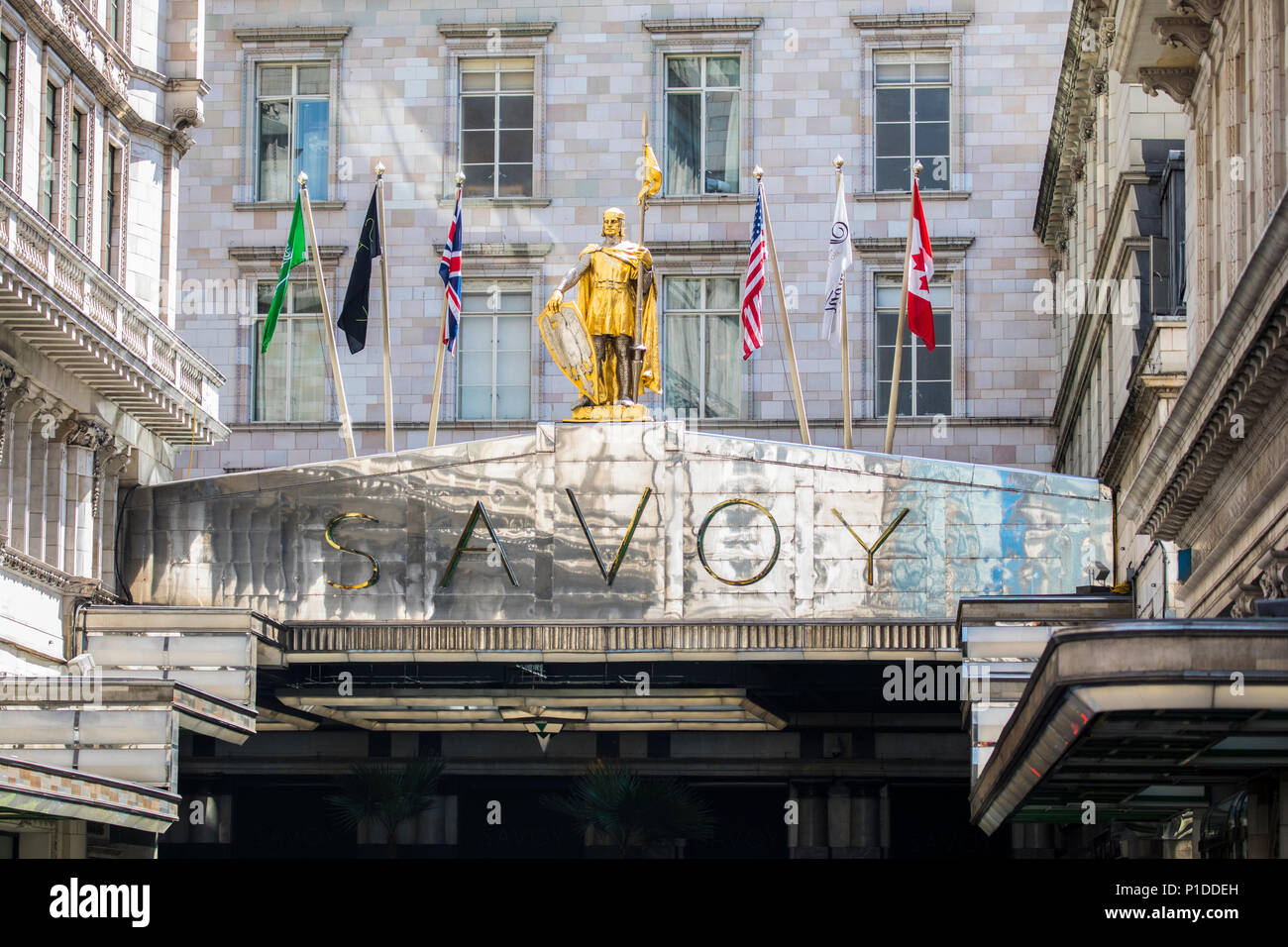 LONDON, UK - JUNE 6TH 2018: The entrance to the famous Savoy Hotel ...