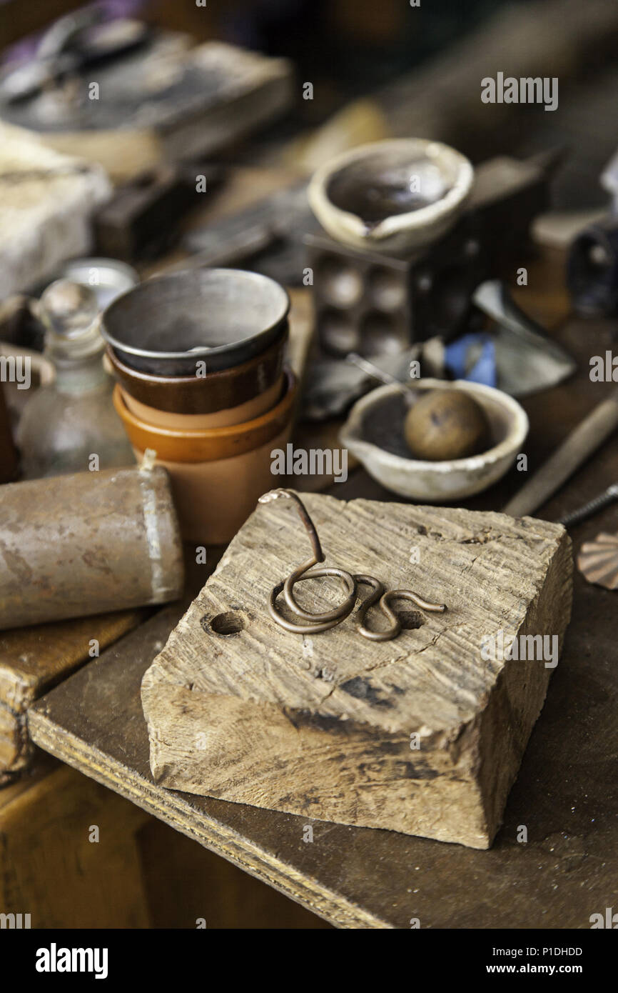 Antique metal tools, traditional craft detail with metal Stock Photo ...