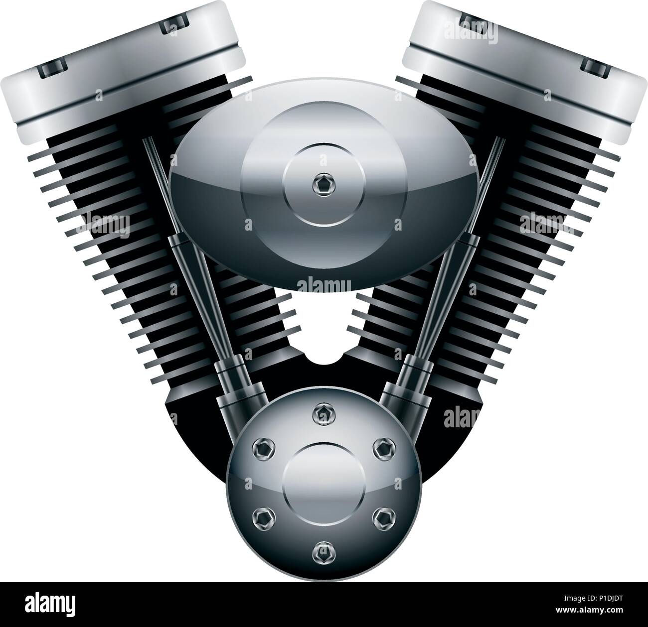 Motorcycle engine concept on white background. Vector engine design ...