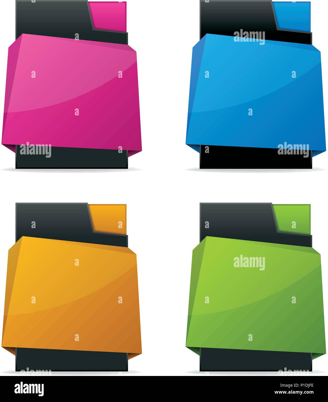 Three dimensional content placeholders set on white background ...