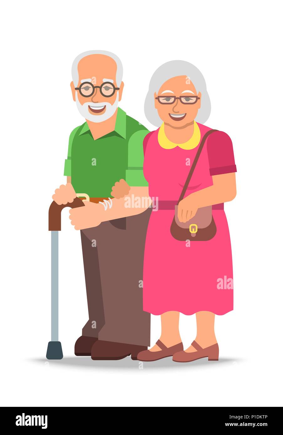 Happy mature lady standing Stock Vector Images - Alamy