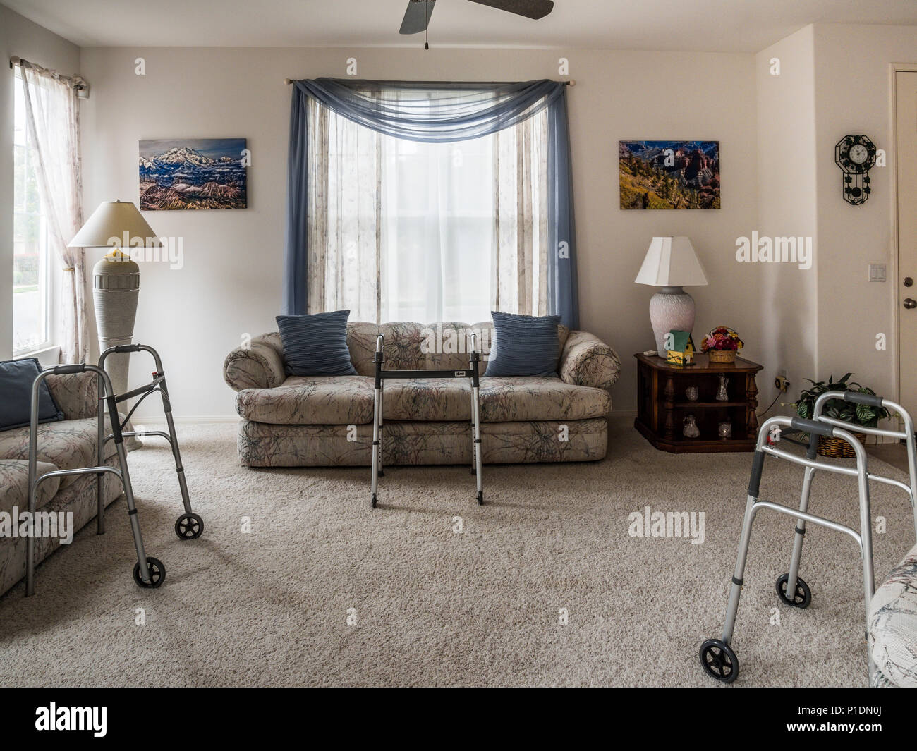 front wheeled walkers in liviing room Stock Photo - Alamy