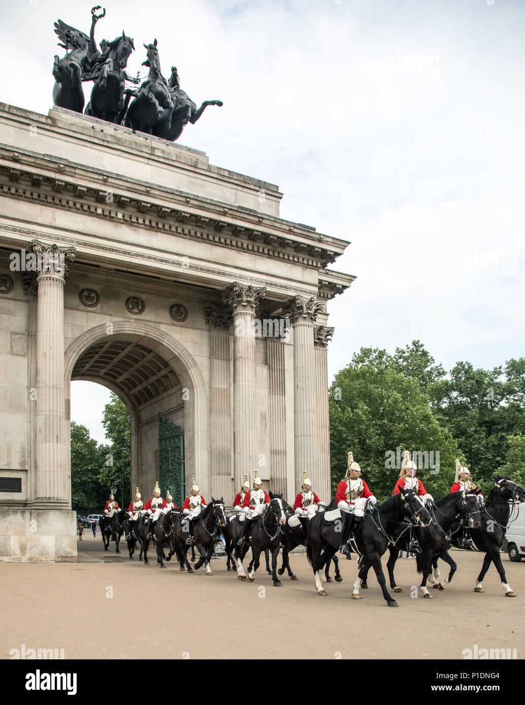 The Queens Household Cavalry Wellington Arch London UK Stock Photo - Alamy