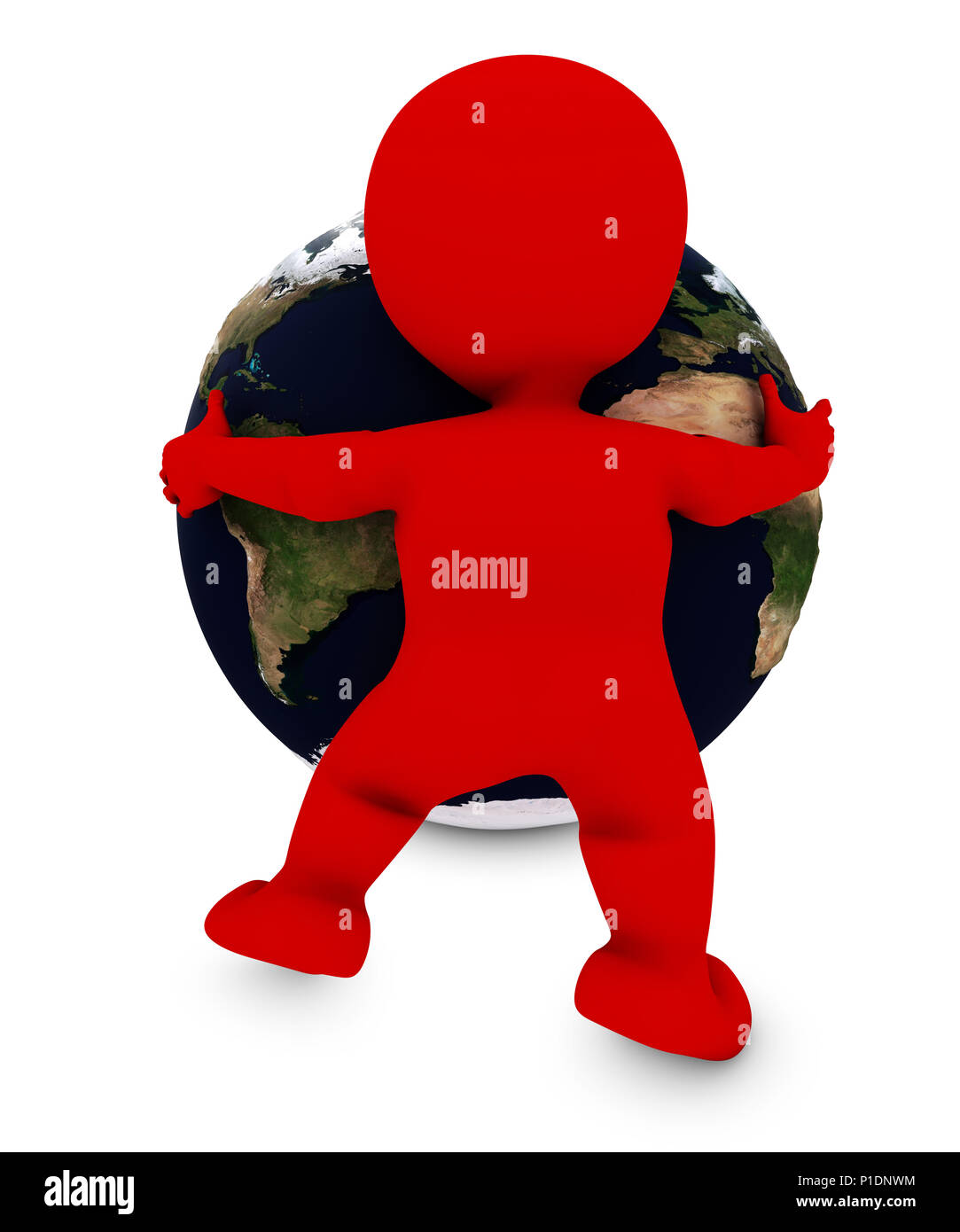 3D Render of Man embracing the world Stock Photo - Alamy
