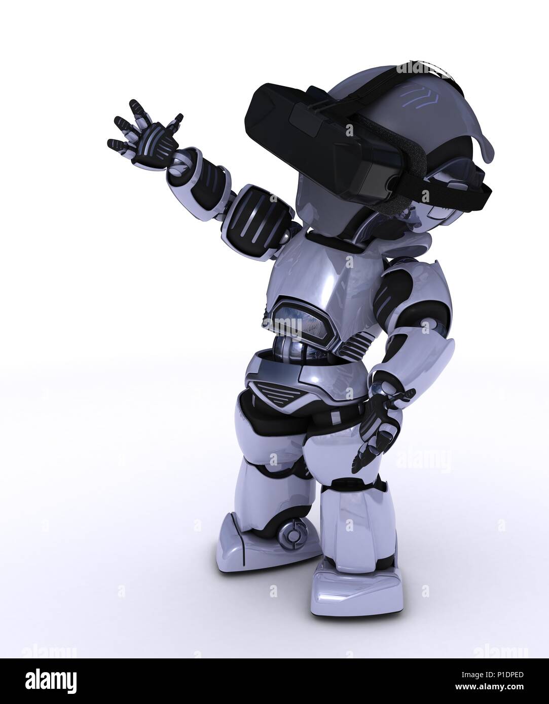 3D Render of a Robot with VR Headset Stock Photo - Alamy