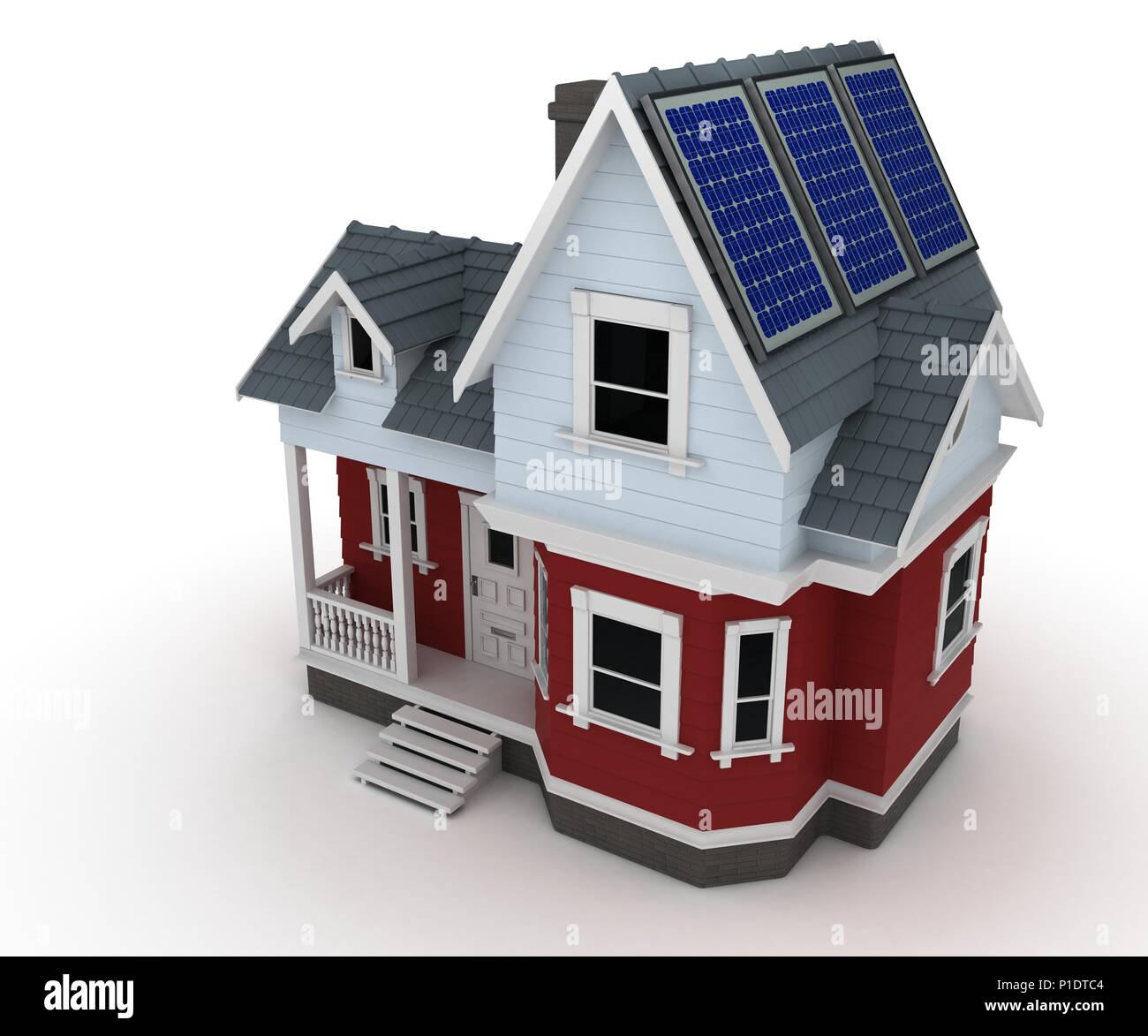 3d render of Solar panels on a house Stock Photo - Alamy