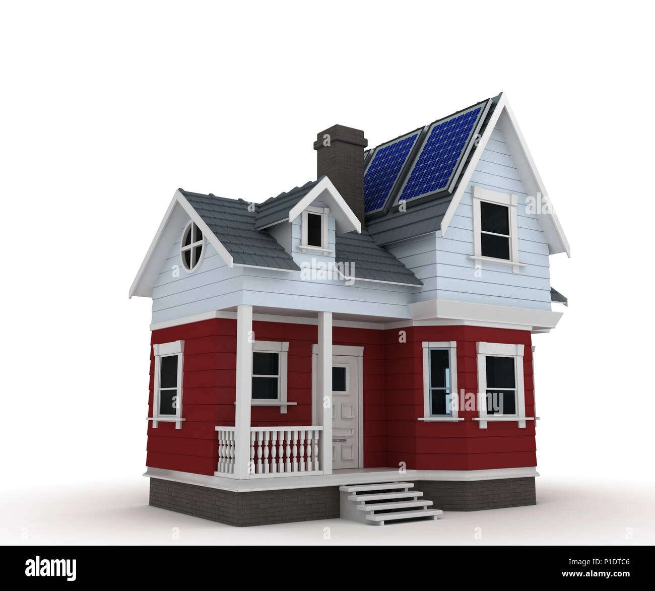 3d render of Solar panels on a house Stock Photo - Alamy