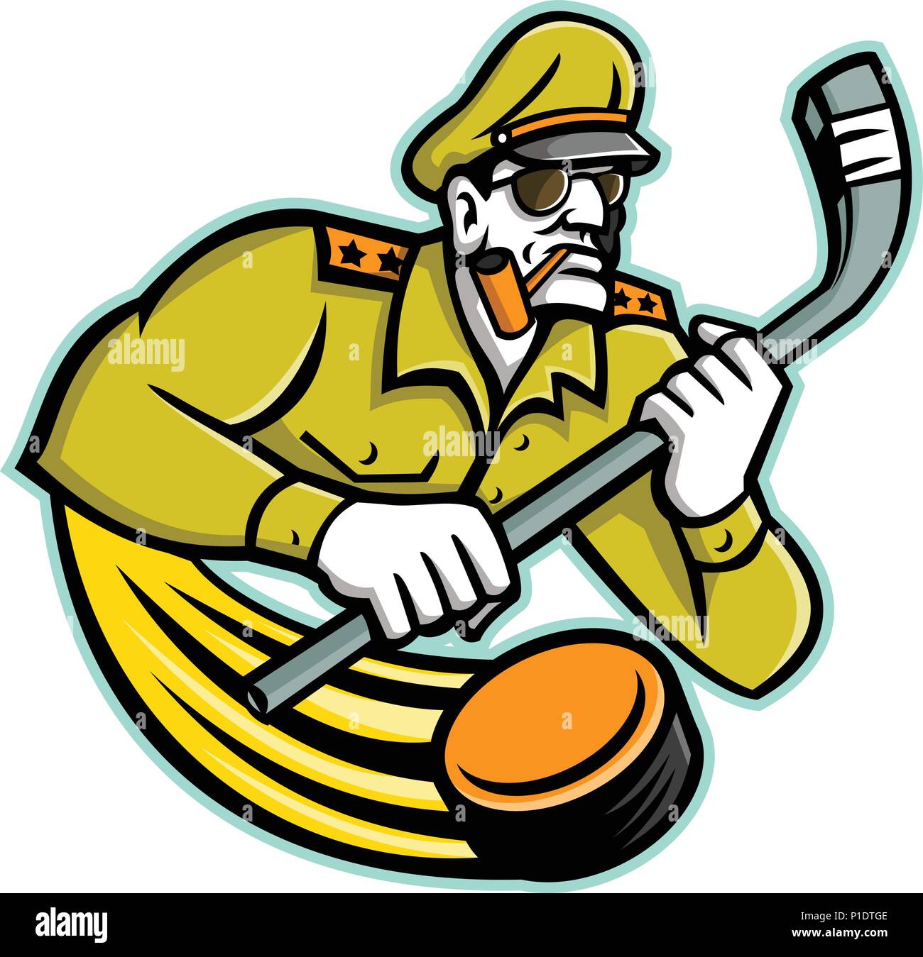 Mascot icon illustration of bust of a military army general holding an ...