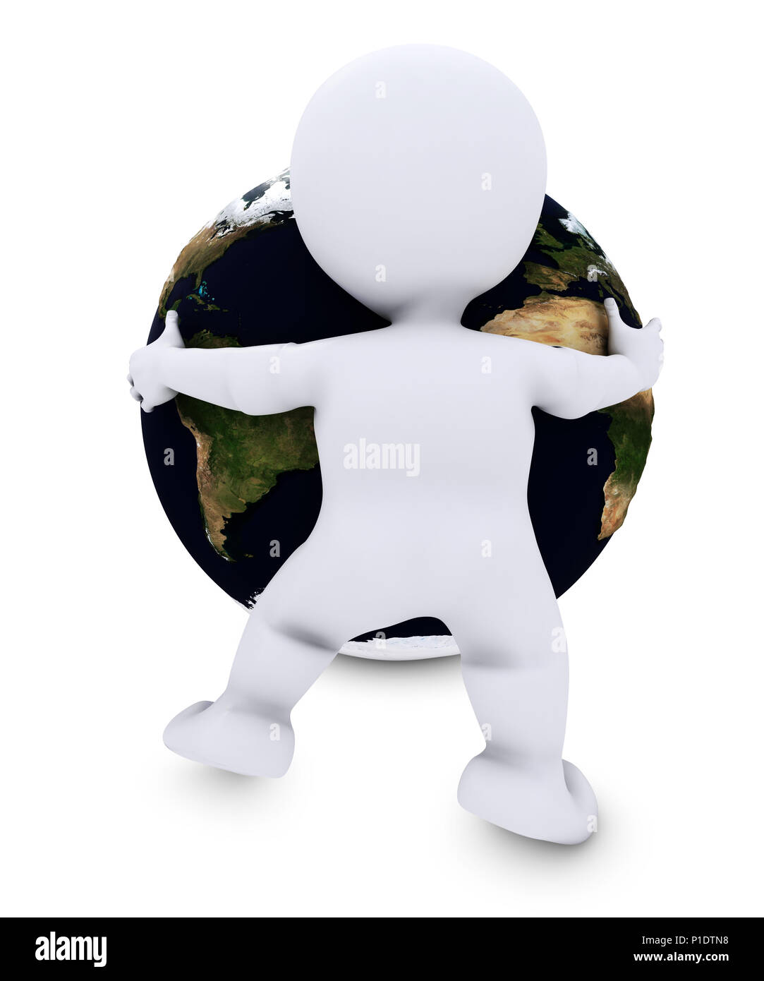 3D Render of Man embracing the world Stock Photo - Alamy