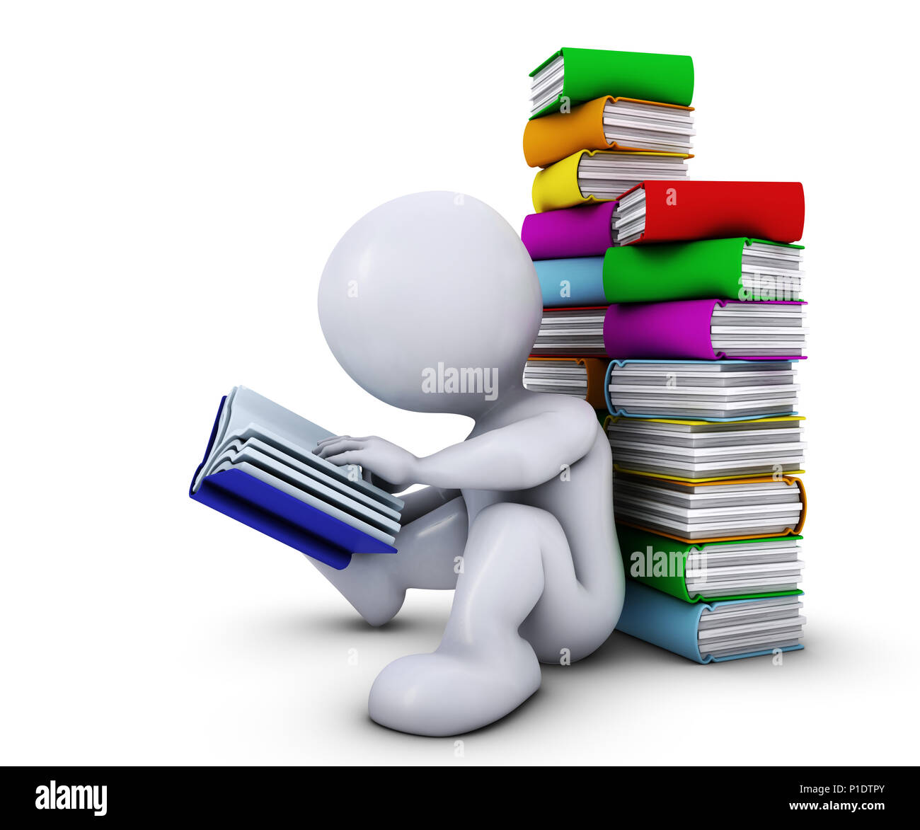 3d man sitting reading book hi-res stock photography and images - Alamy