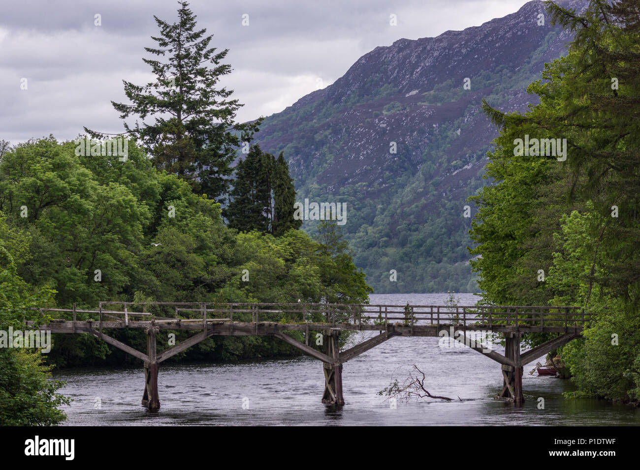 Fort Augustus, Scotland - June 11, 2012: Closeup of Damaged wooden foot ...