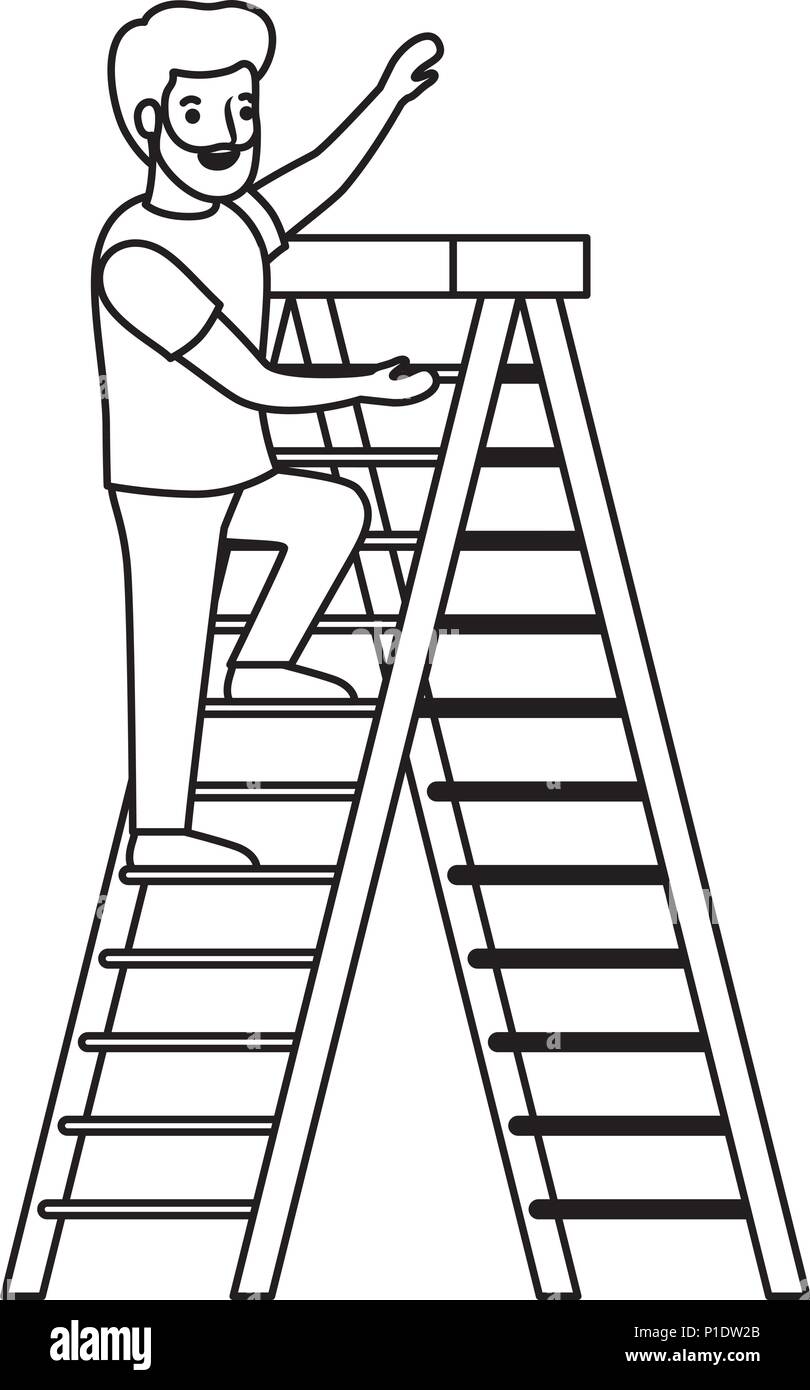 man climbing stepladder character Stock Vector Image & Art - Alamy
