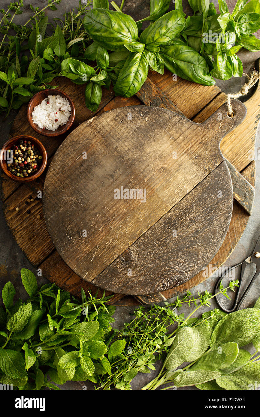 Cooking with fresh herbs Stock Photo - Alamy