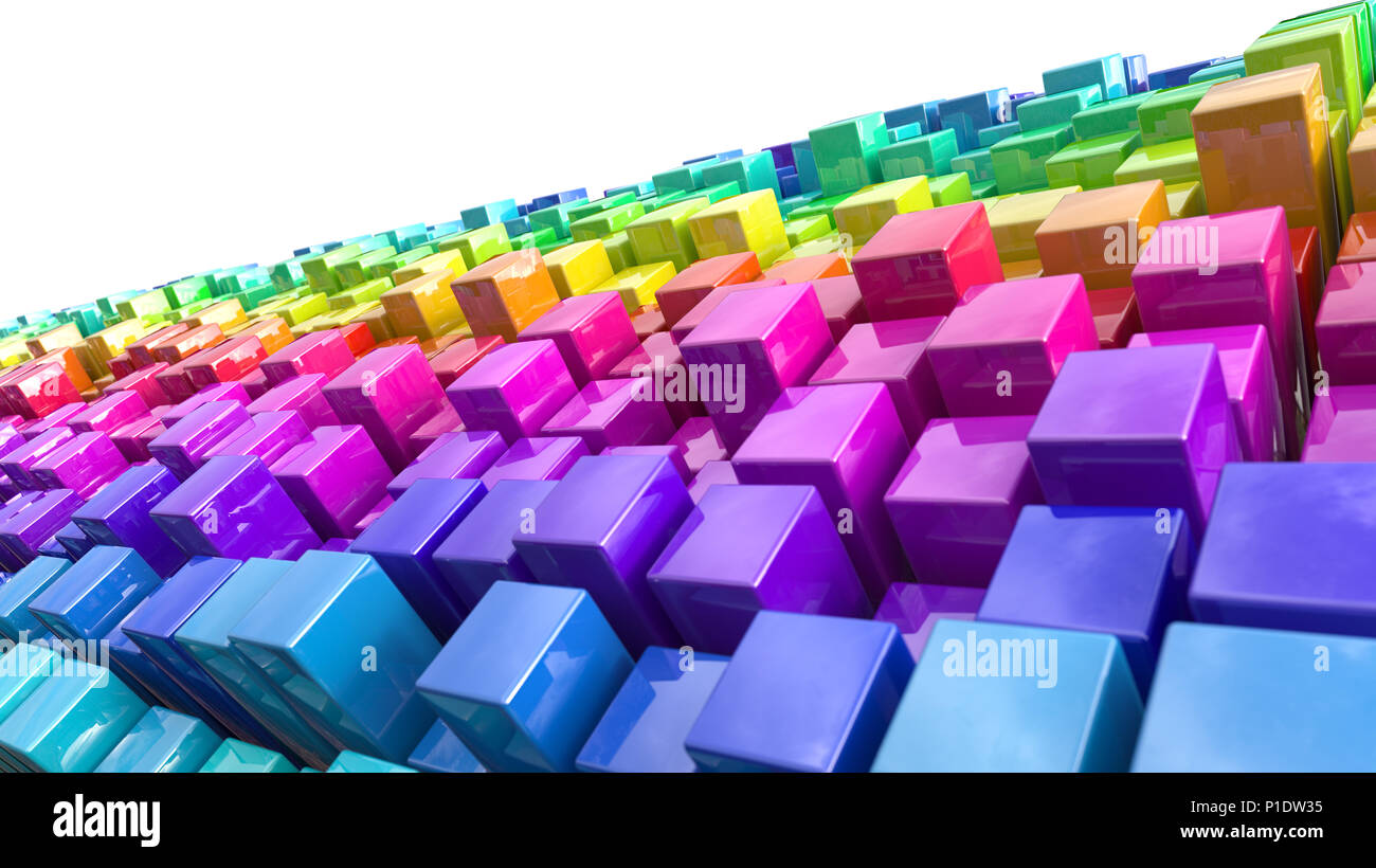 3d render of Rainbow coloured cubes Stock Photo - Alamy
