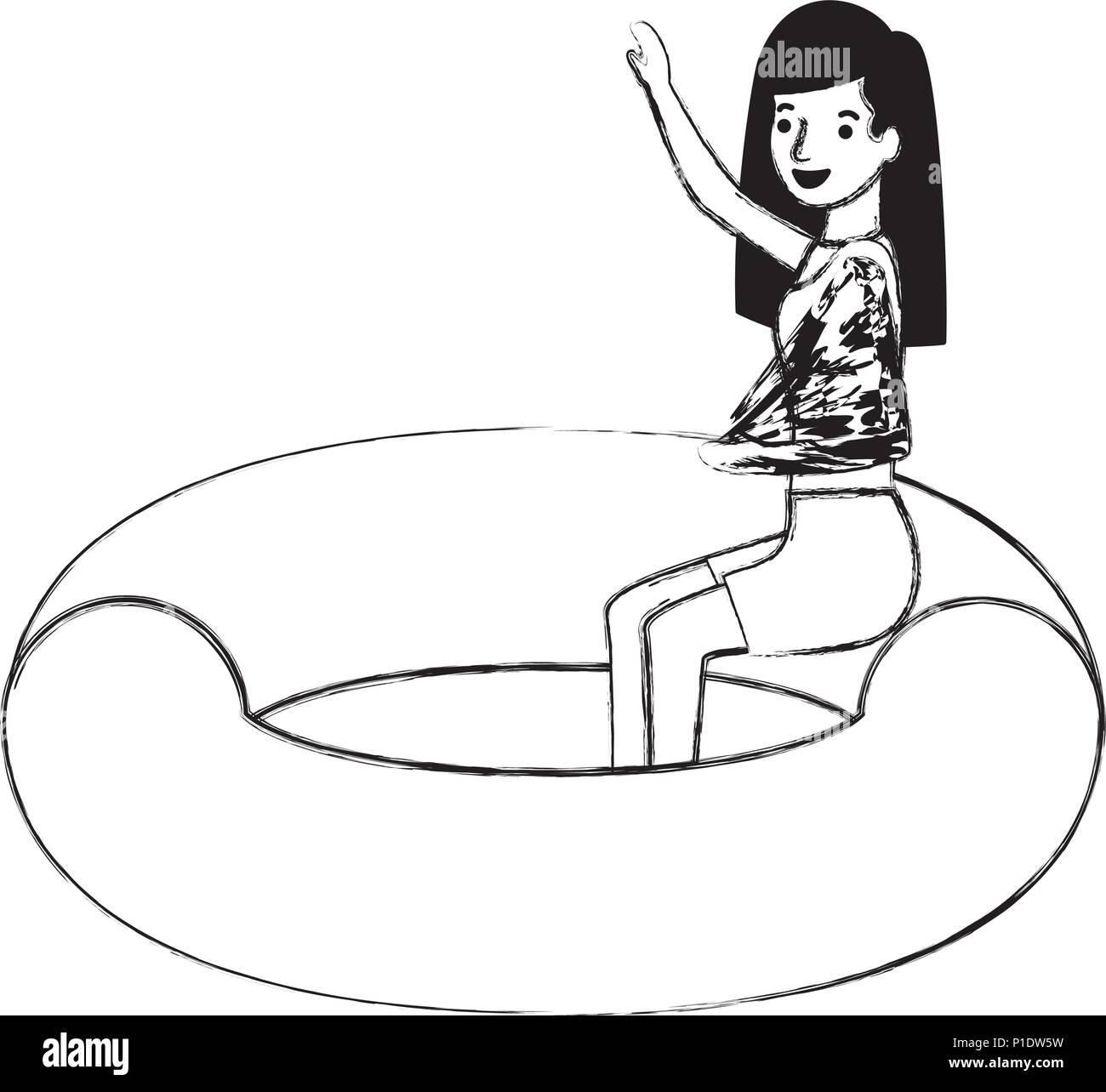 Woman with inflatable ring vector Stock Vector Images - Alamy