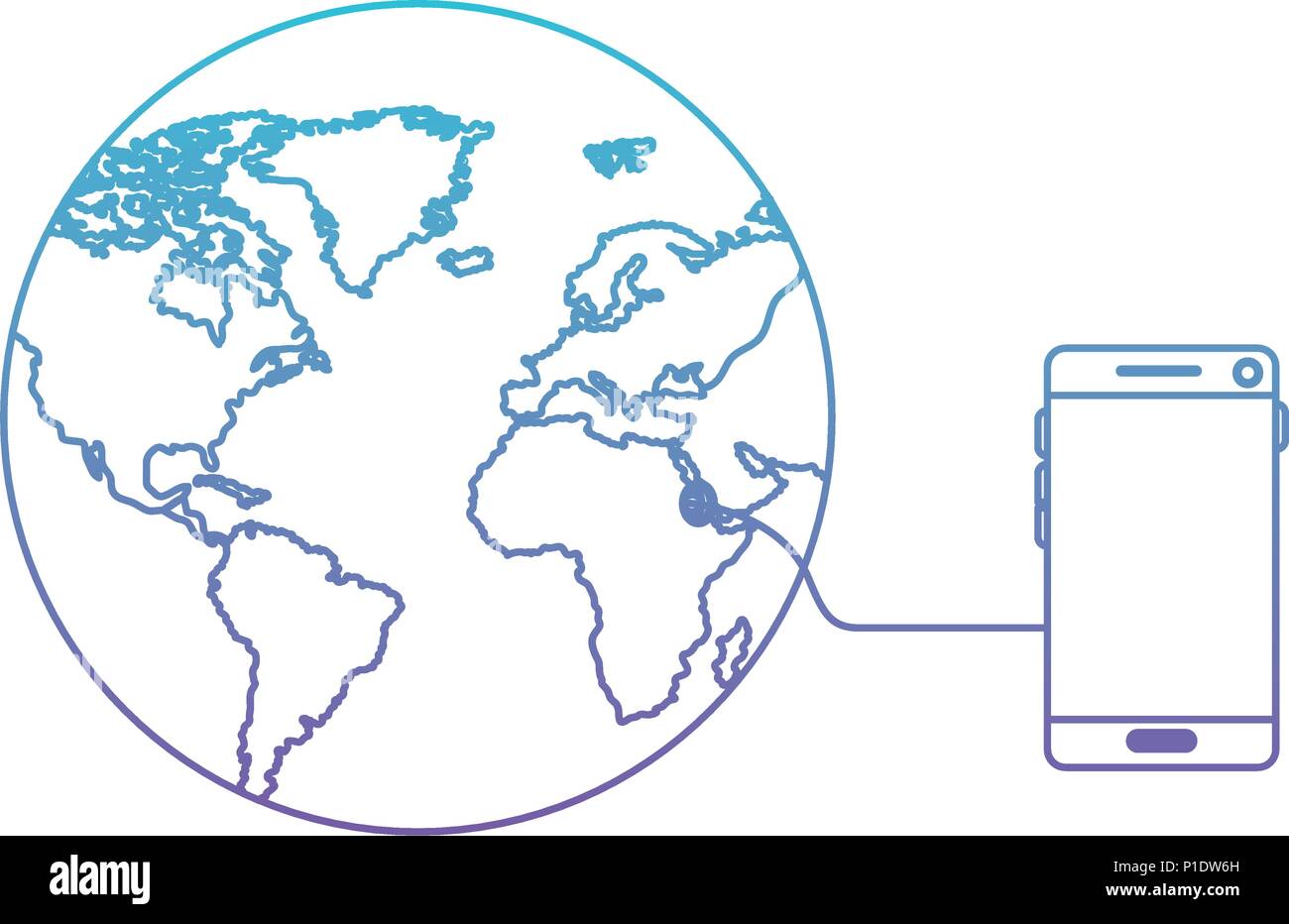 world planet with smartphone device Stock Vector Image & Art - Alamy