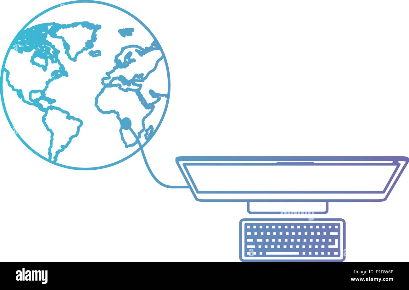world planet with desktop computer Stock Vector Image & Art - Alamy