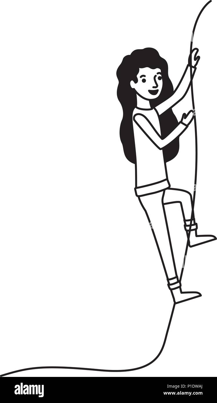 woman climbing in rope character Stock Vector Image & Art - Alamy