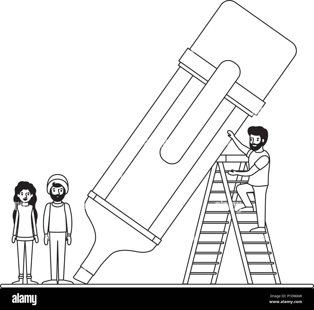 minipeople team working in marker pen Stock Vector Image & Art - Alamy