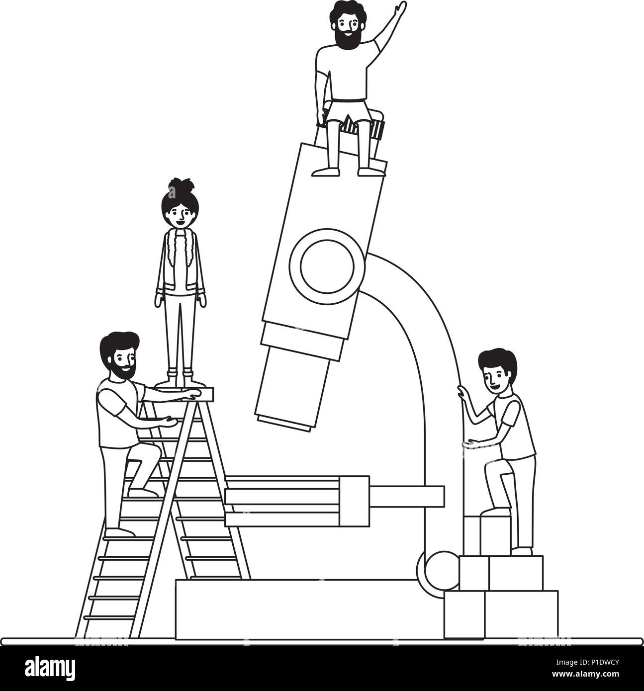 minipeople team working in microscope Stock Vector Image & Art - Alamy