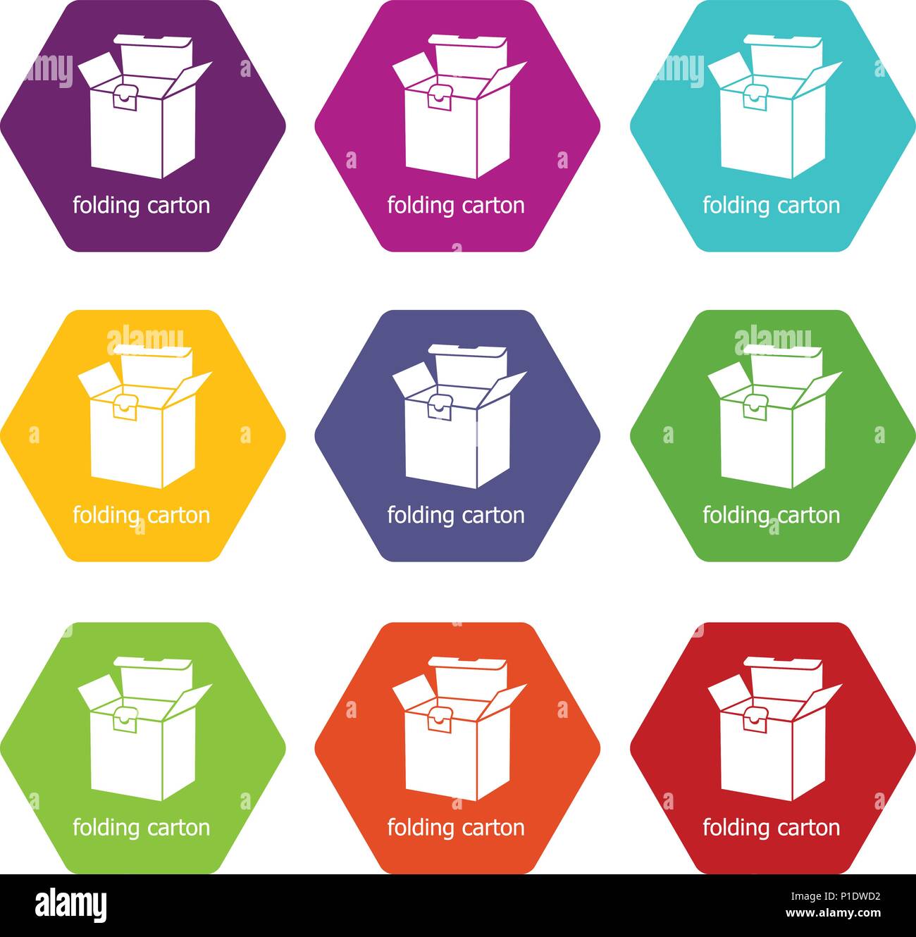 Folding carton icons set 9 vector Stock Vector Image & Art - Alamy