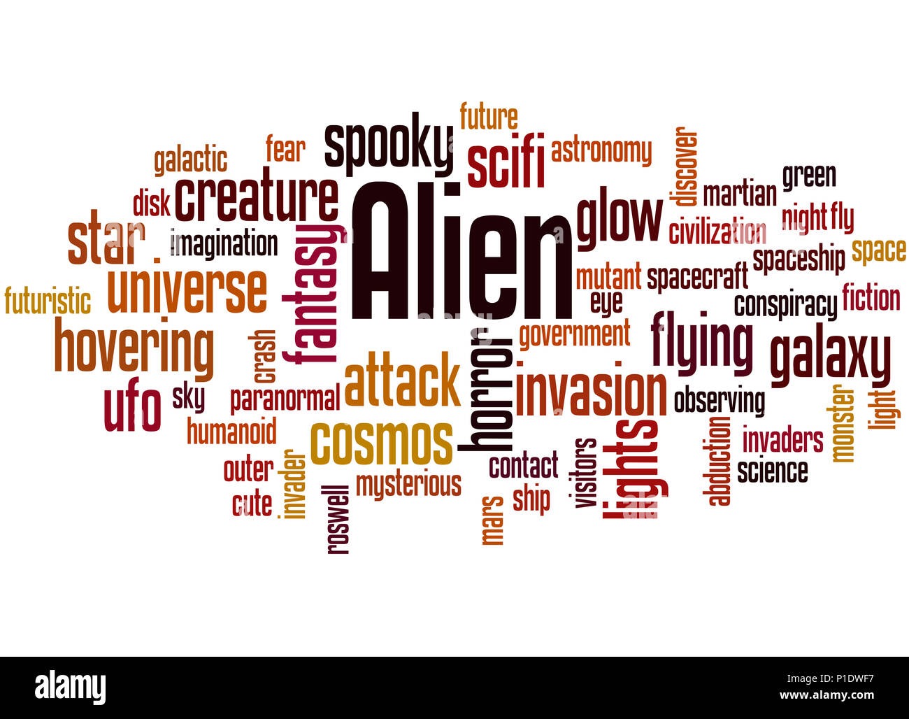 Alien, word cloud concept on white background Stock Photo - Alamy