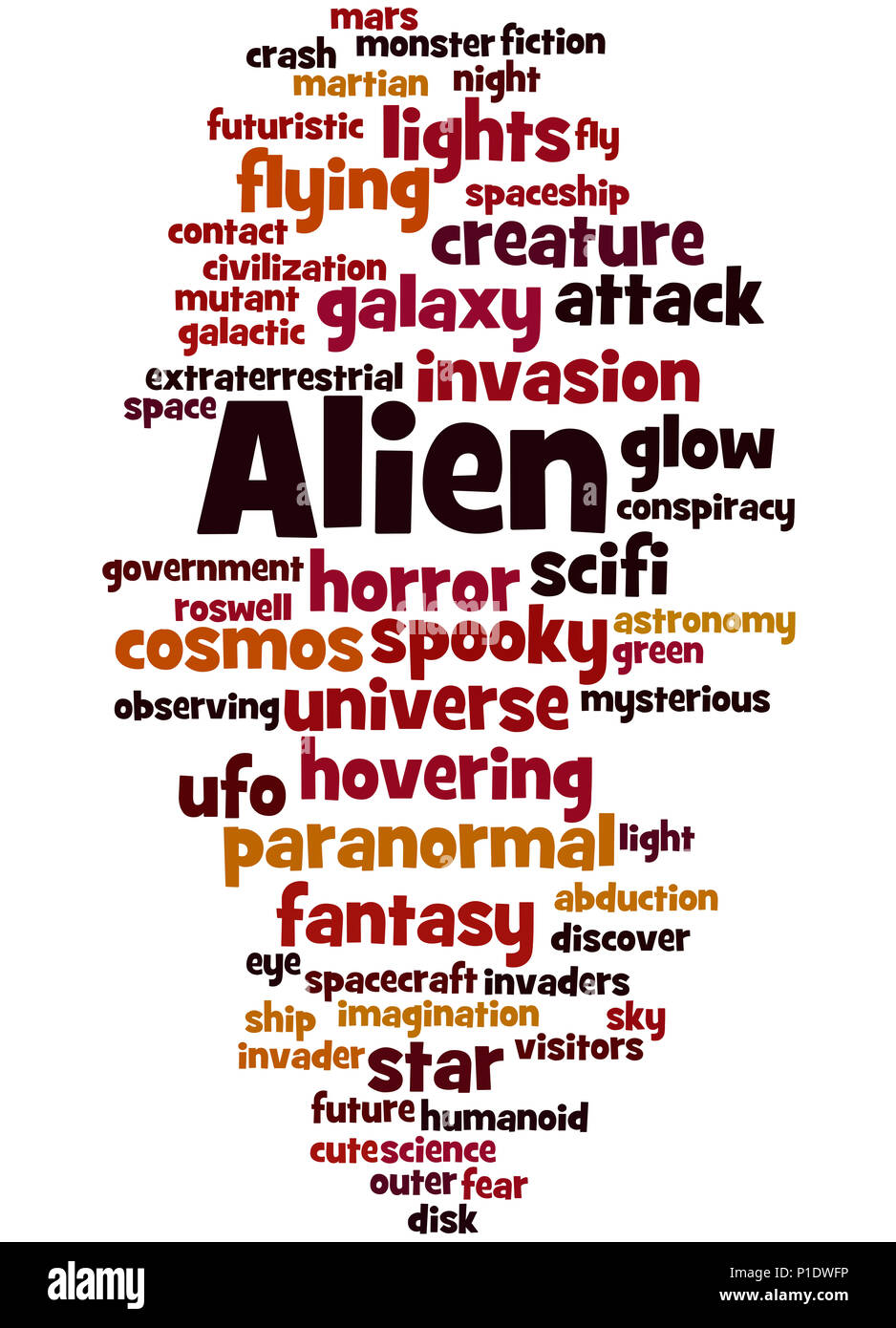 Alien, word cloud concept on white background Stock Photo - Alamy