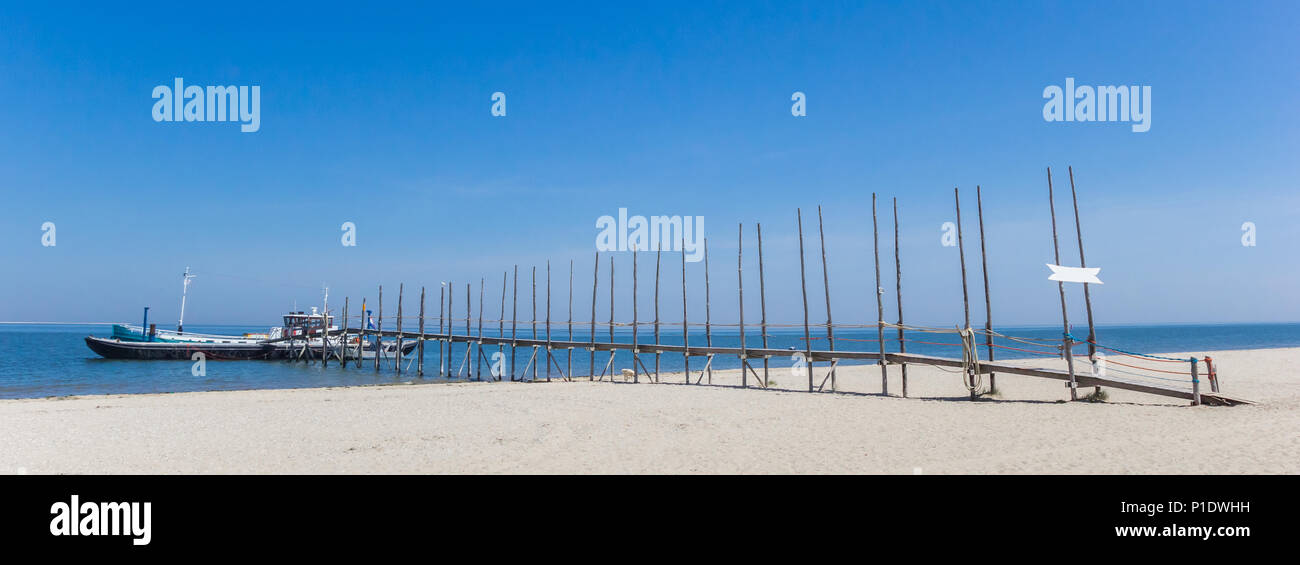Panorama of the beach and jetty on Texel island, Holland Stock Photo ...