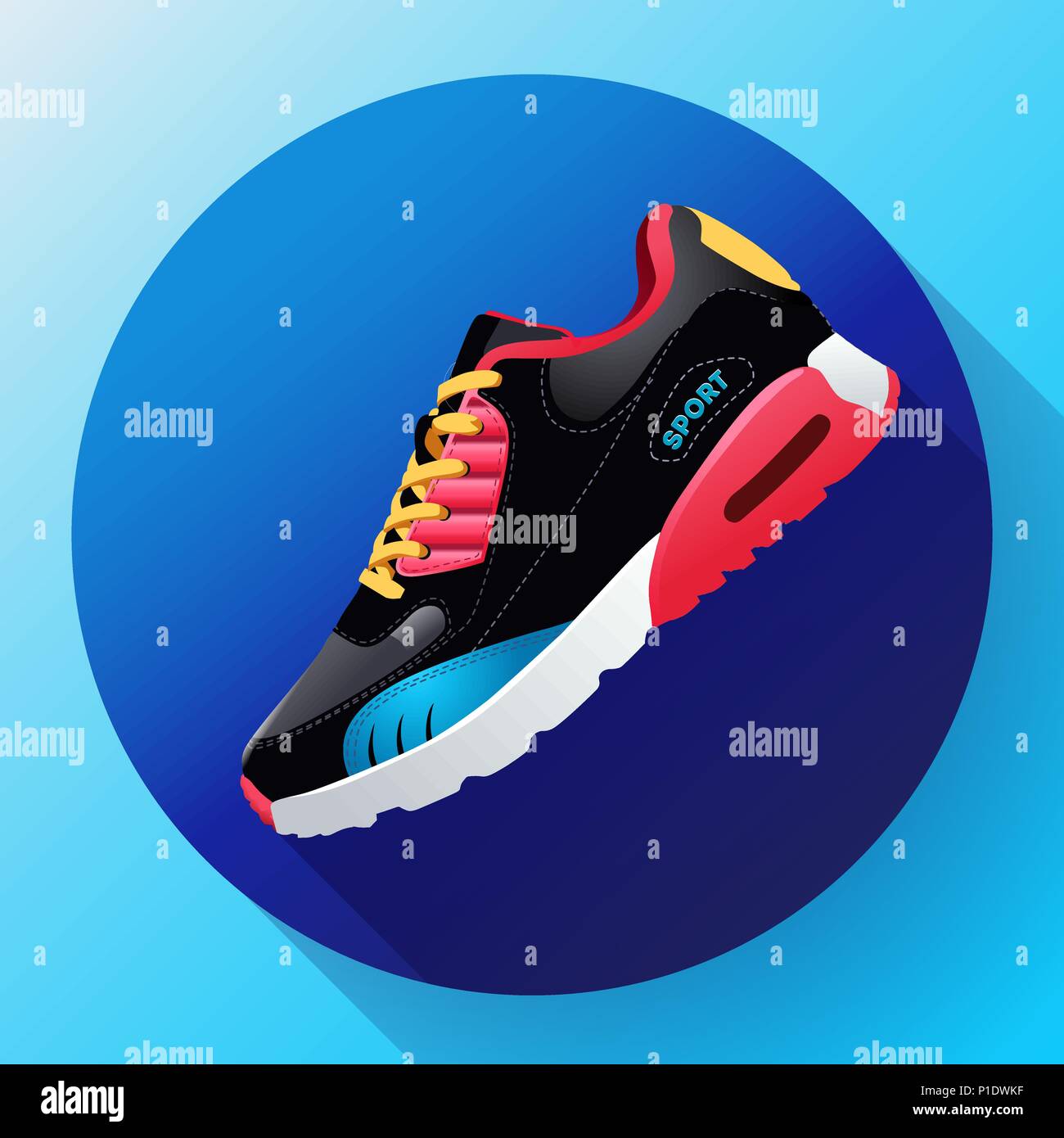 fitness sneakers shoes for training running shoe flat design with long ...