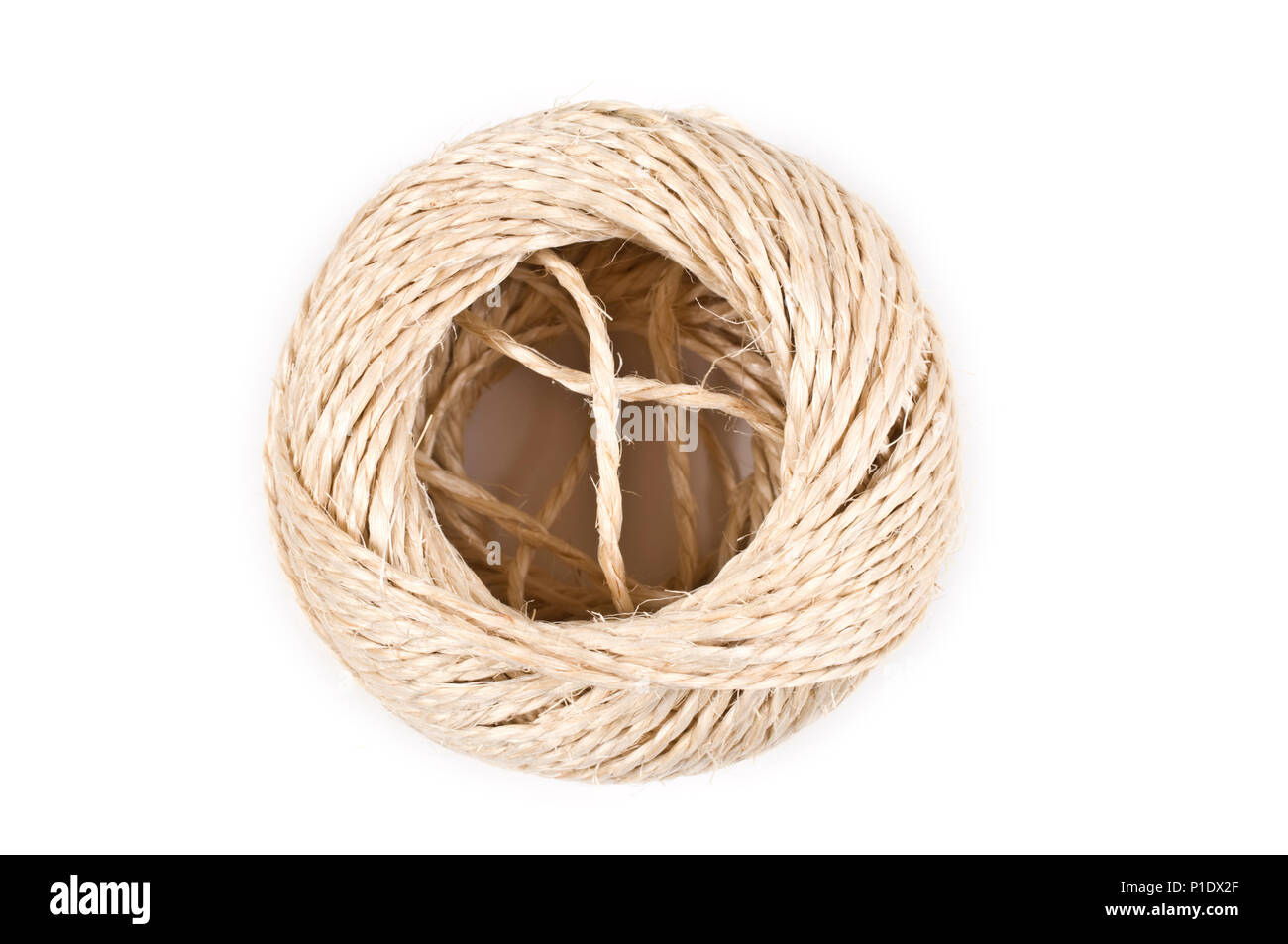 Clew of rope on white background Stock Photo - Alamy